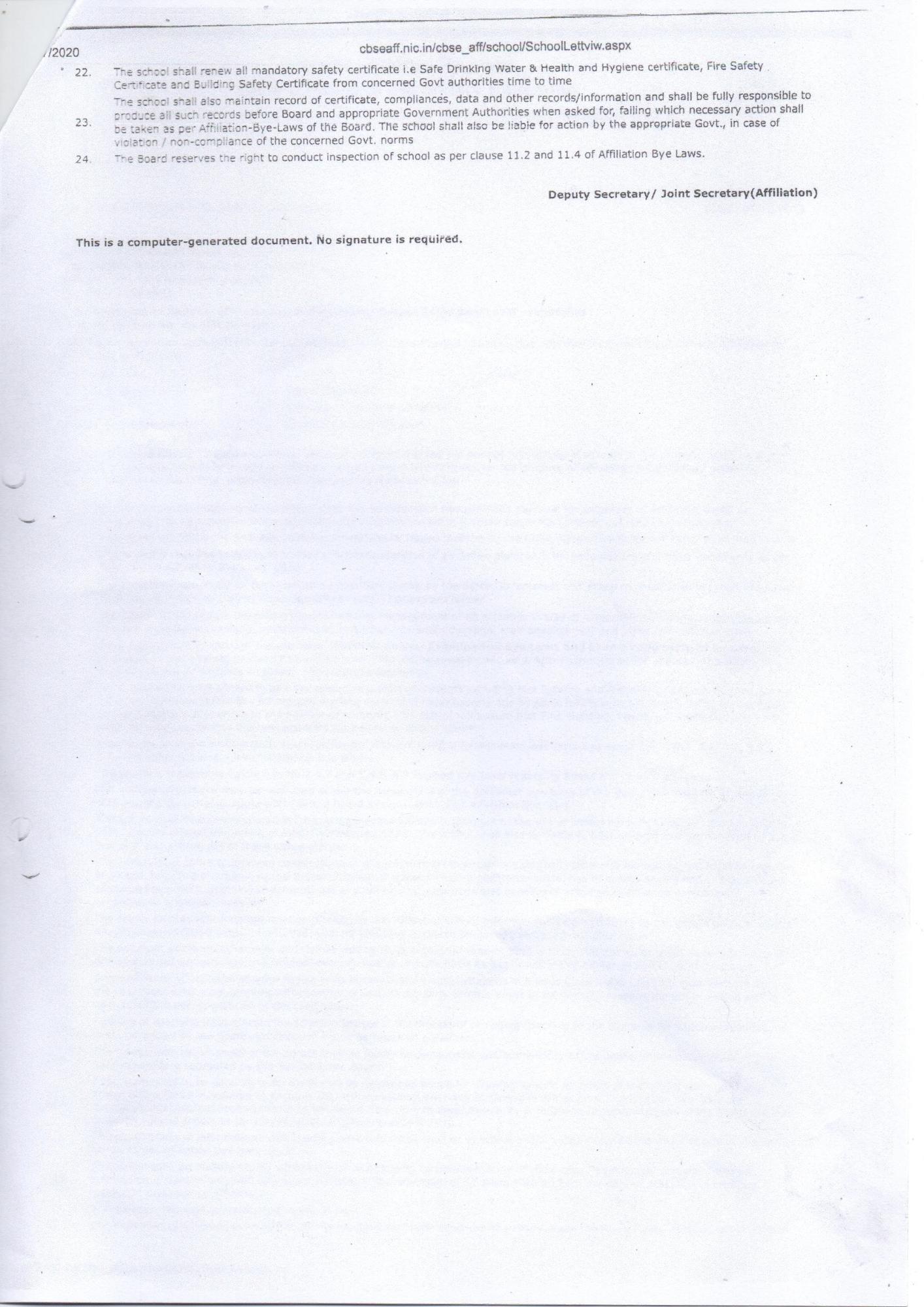 Affiliation Certificate - Heritage International School